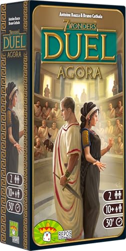 7 Wonders Duel Agora Board Game EXPANSION | 2 Player Game| Strategy Board Game | Civilization Board Game for Game Night | Board Game for Couples | Ages 10+ | Made by Repos Production
