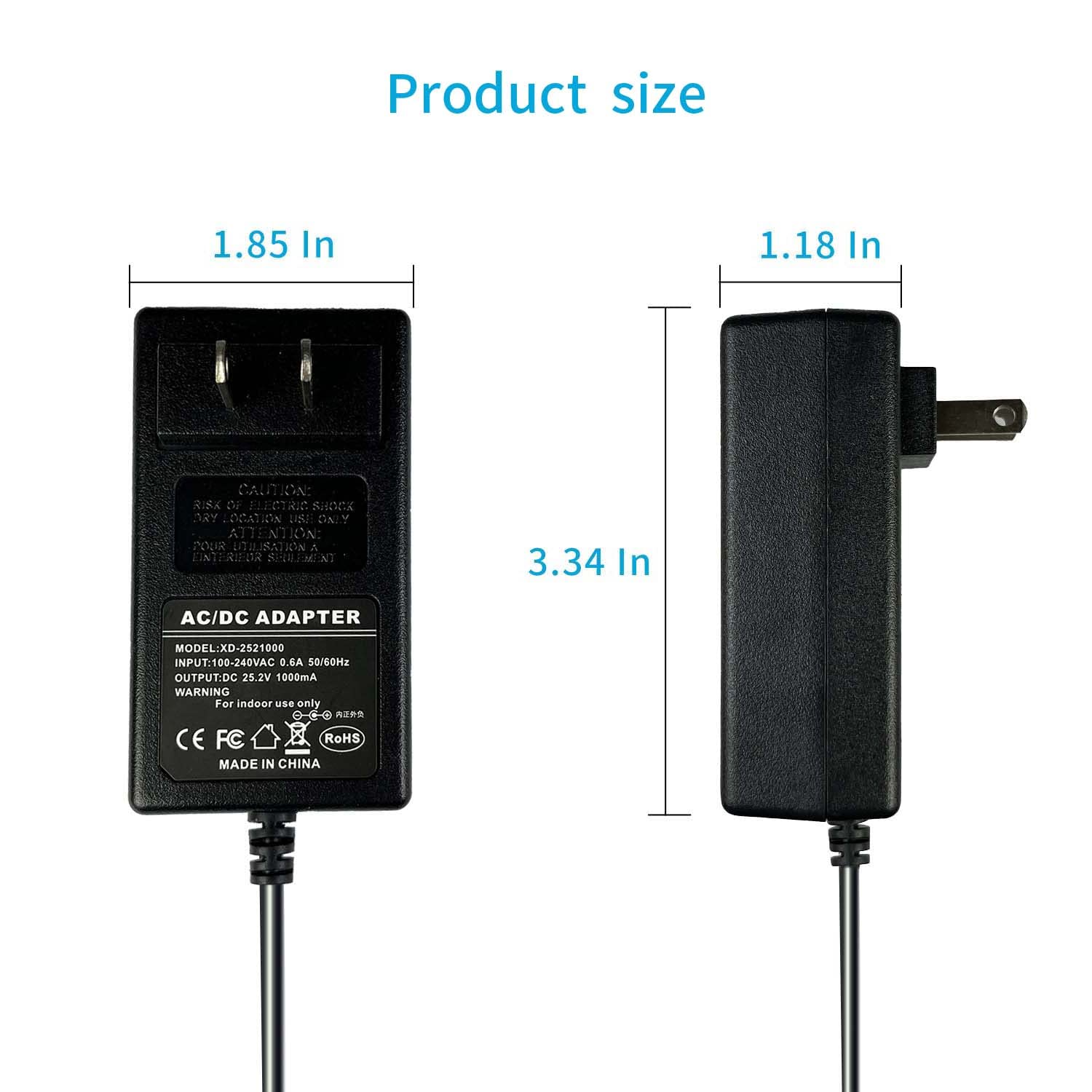 24V AC Adapter for Massage Gun Charger Output: DC 24V or 25.2V Deep Tissue Massage Gun Power Cord Universal Adapter Switch Power Supply Only fit with Brushless Motor Massage Guns (24v)