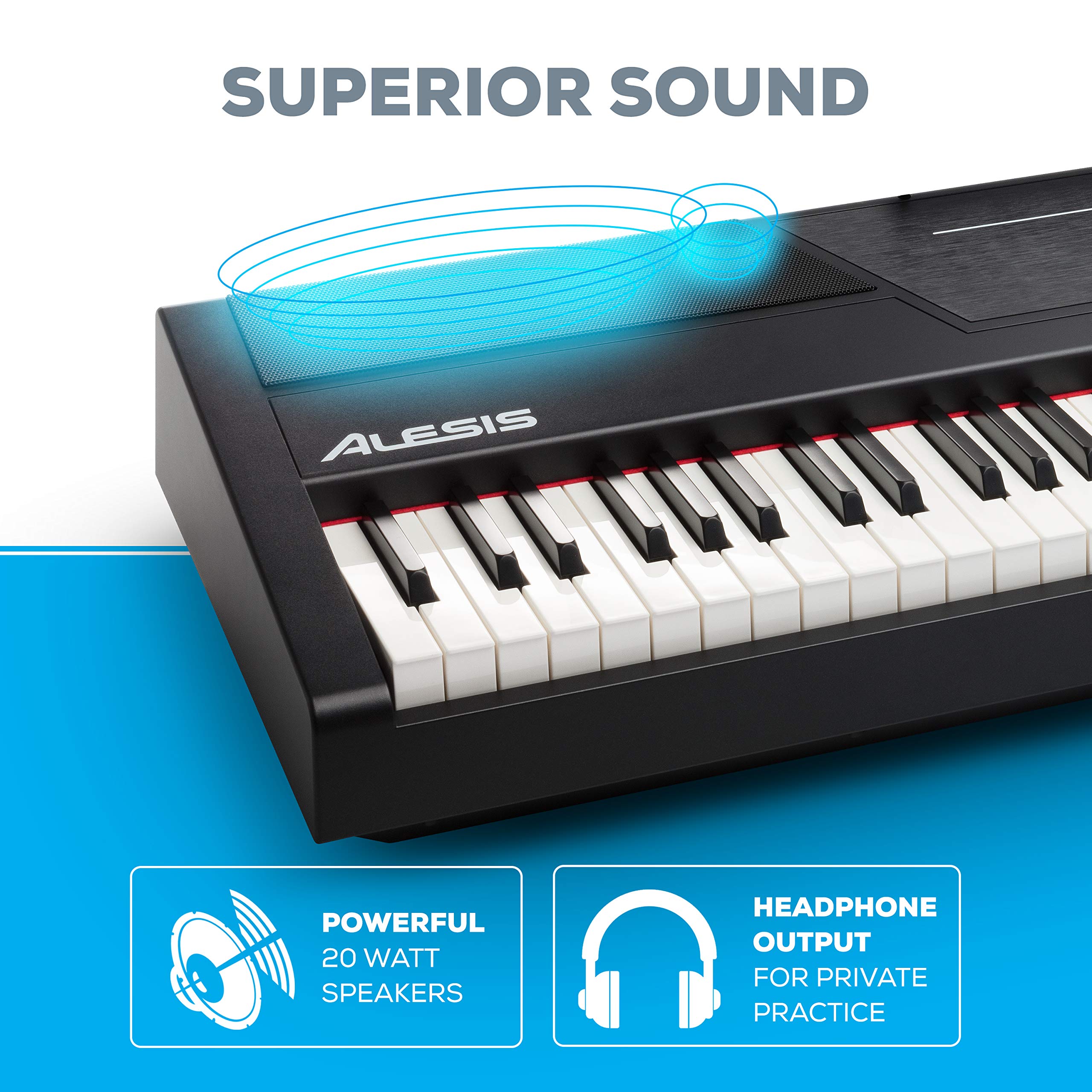 Alesis Recital Pro - 88 Key Digital Piano Keyboard with Hammer Action Weighted Keys & RockJam KB100 Adjustable Padded Keyboard Bench, X-Style, Black