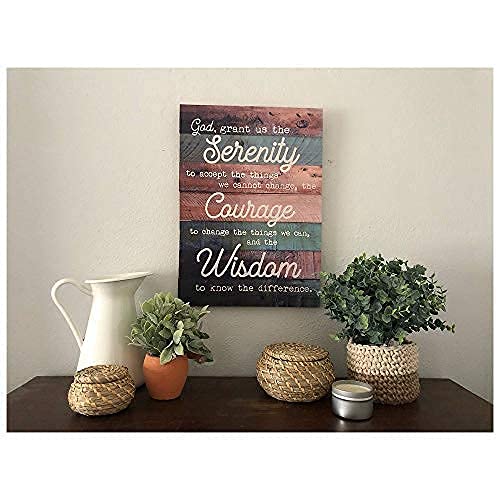 Rustic Serenity Prayer Wall Decor - Real Wood Serenity Prayer Sign - 12"x17" - Charming Farmhouse Serenity Sign Decor - Pallet Serenity Prayer Wall Art