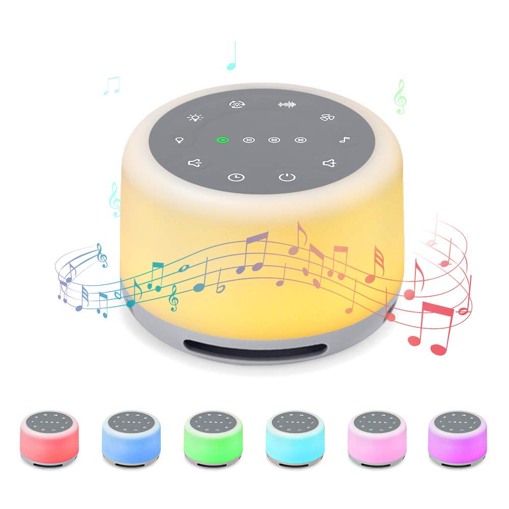 White Noise Machine for Sleeping, with 24 Soothing Sounds Night Light and Timer, Rechargeable Natural Sound Machine, Portable Sleep Sound Machine for Baby, Adult, Home, Office, Sound Therapy