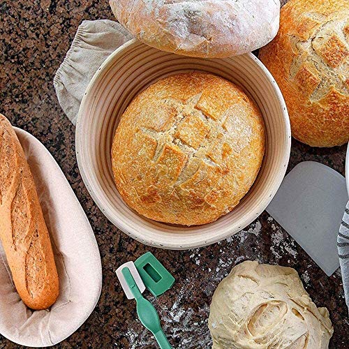2 Pack Sourdough Proofing Baskets Set 6 Inch Dough Proofing Rising Rattan Basket Round Brotform Banneton Bread Basket With Linen Liner For Home Bakers