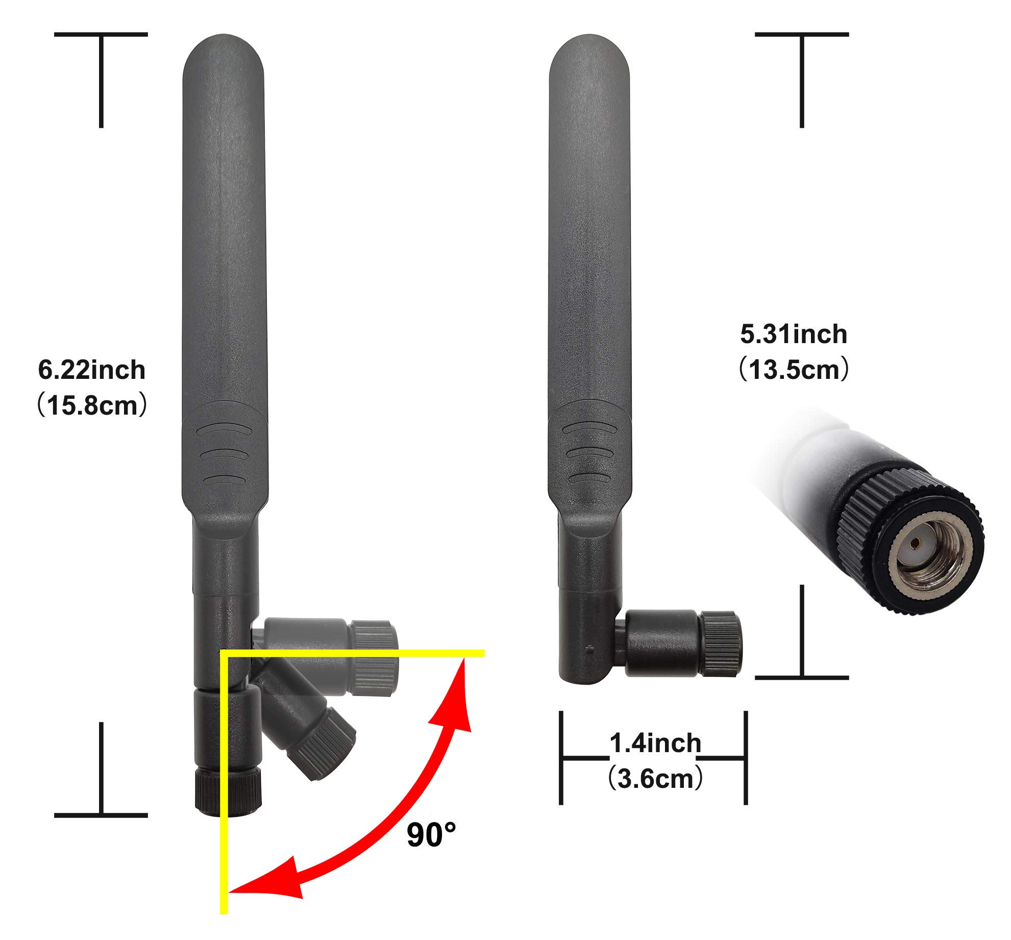 WiFi Antenna 8dBi RP-SMA Male 2.4Ghz 5.8Ghz Dual Band + 10in U.FL IPEX MHF4 to RP SMA Female Extension Cable for M.2 NGFF + Computer Back Slot Cover Bracket