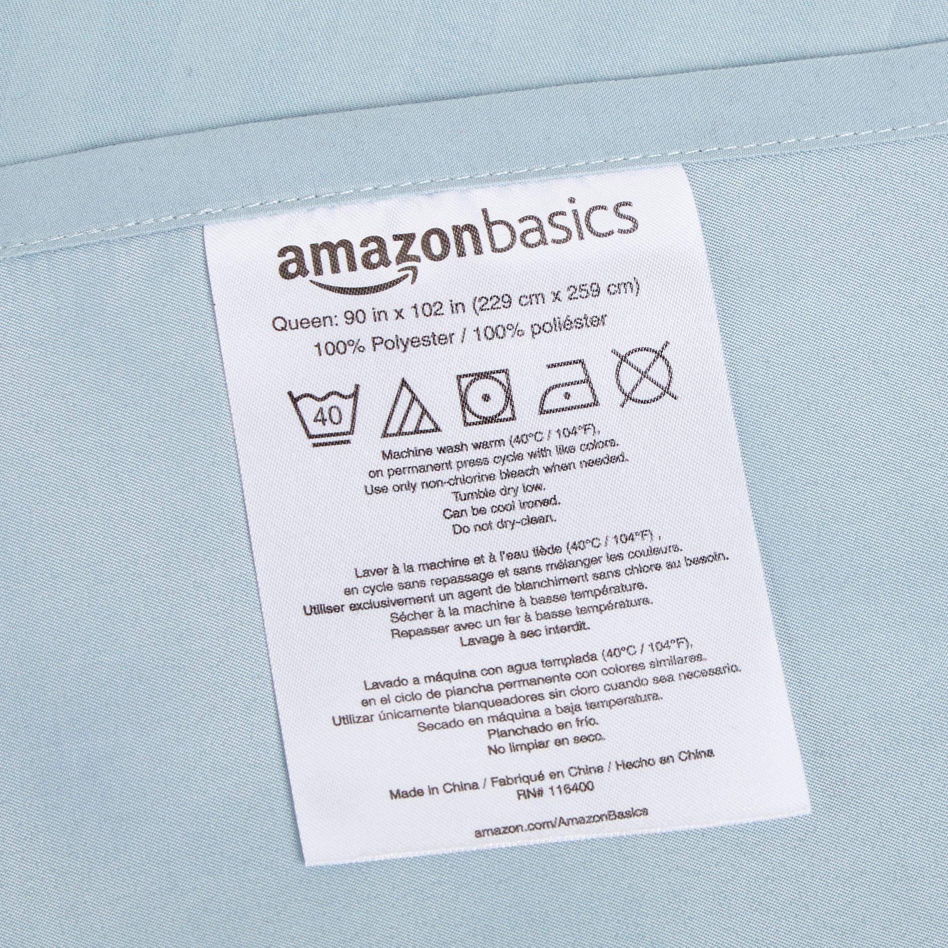 Amazon Basics Deluxe Microfiber Striped Sheet Set, Spa Blue,4 pieces, Queen