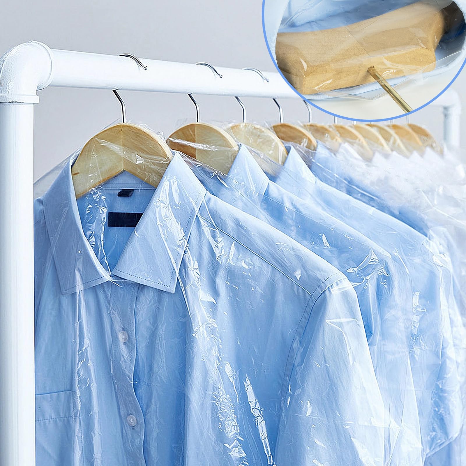 25 Pack Dry Cleaning Bags for Clothes, 60x120 cm Dry Cleaner Bags Plastic Clear, Dust-proof Plastic Garment Bags for Hanging Clothes, Home Storage, Travel, Moving