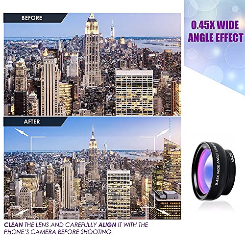 2 in 1 Camera Lens 0.45x Super Wide Angle&12.5X Macro Mobile Phone Lens Kit for Smartphones
