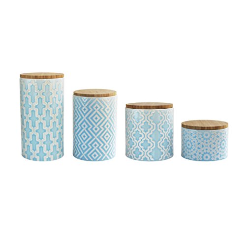American Atelier Arabesque Canister Set, Ceramic, Blue, 4 Piece