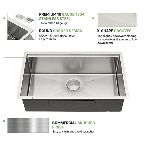 33 Inch Undermount Kitchen Sink - Beslend 33x19 Inch Undermount Sink Ledge Workstation Kitchen Sink Stainless Steel 16 Gauge 10 Inch Deep Single Bowl Kitchen Sink