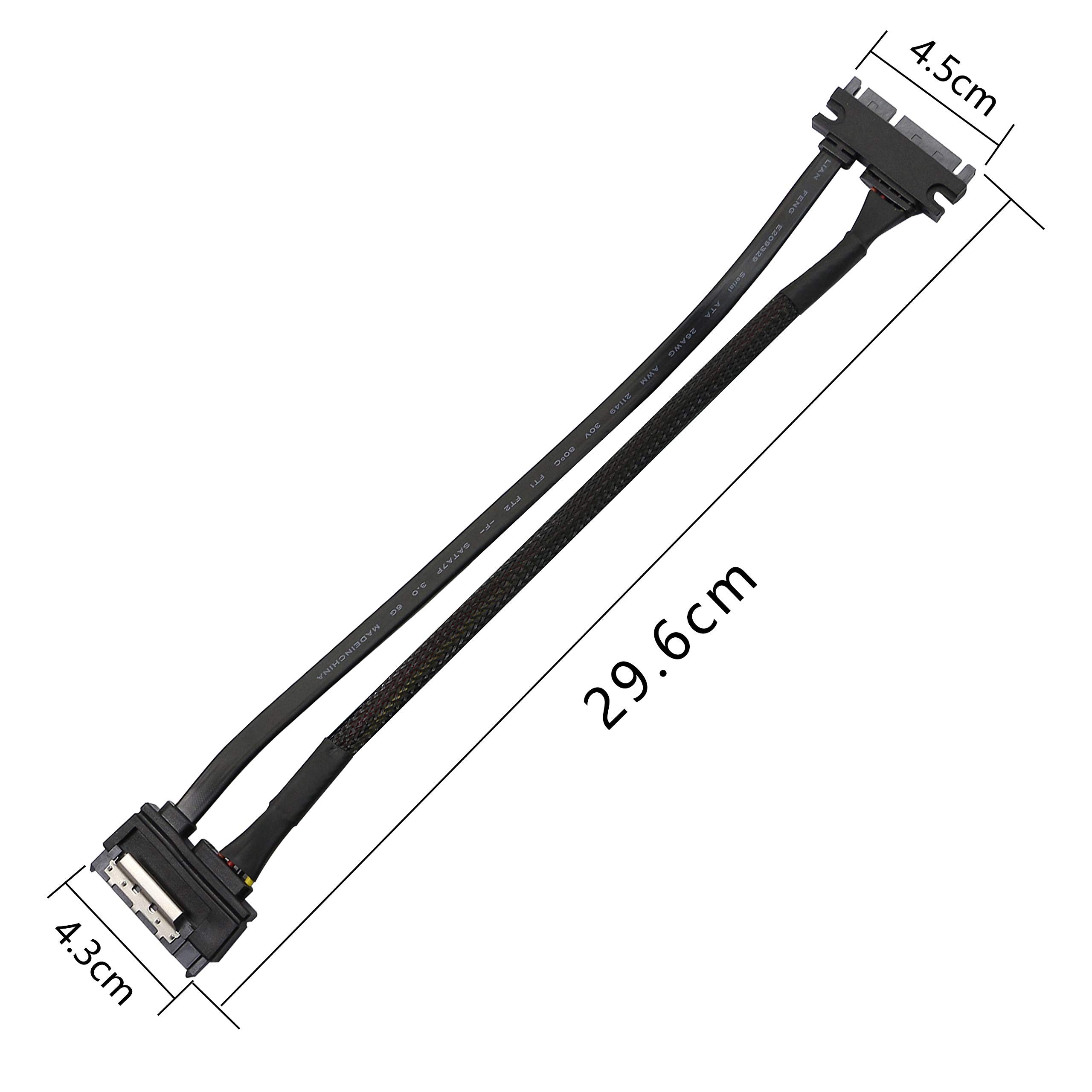 GELRHONR 22Pin SATA Power Extension Cable,22 Pin（7+15） Sata Male to Female Data and Power Combo Extension Cable with Locking Latch,for HDD,SSD,Optical Drives, DVD Burners, PCI Cards-0.3M(6Gbps/s)