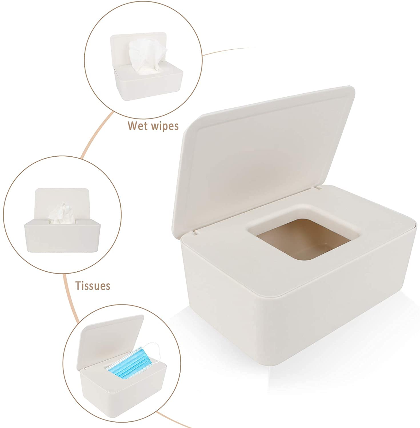 Wipes Dispenser,KinAndKen Baby Wipes Dispenser Refillable Wipe Container with Sealing Design,Keeps Wipes Fresh, One-Handed Operation. Non-Slip, Easy Open/Close Wipes Pouch Case