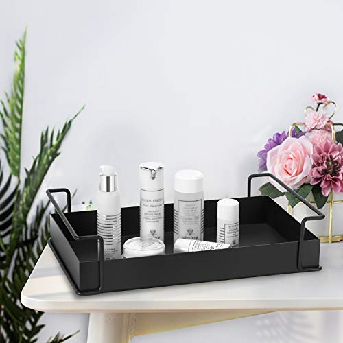 YURONG Decorative Coffee Table Tray Black Tray with Handles Serving Tray Christmas Decorations Tray for Home Table House Room 13.4 X 8.3 X 3.2 inches