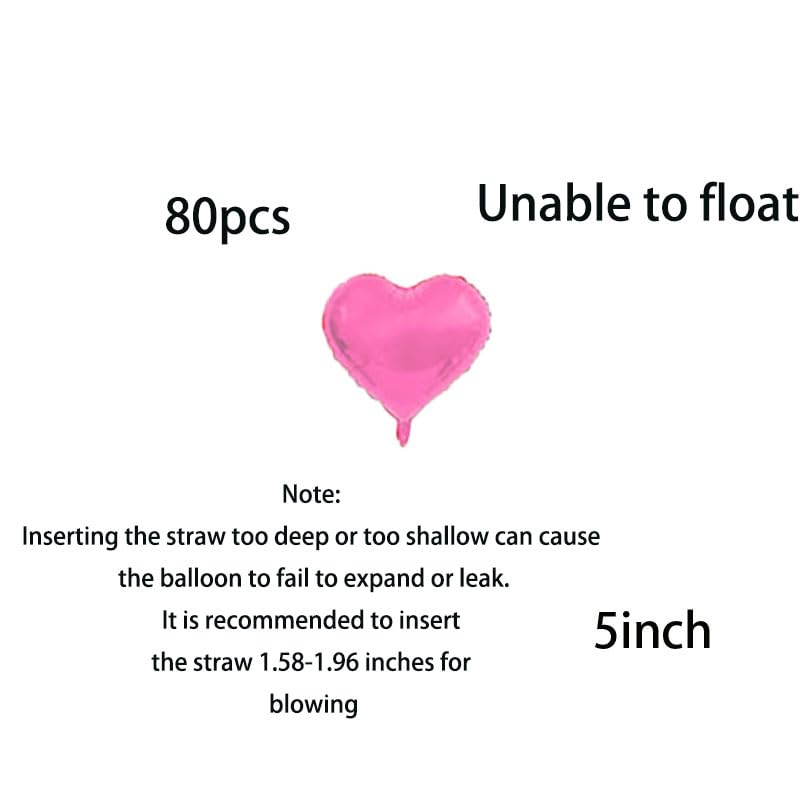 5 inch Heart Foil Balloons 80 Pcs Mini Heart Balloons for Graduation Wedding Bridal Shower Anniversary Valentines Day Engagement Marriage Party Decorations Supplies.(cannot float)