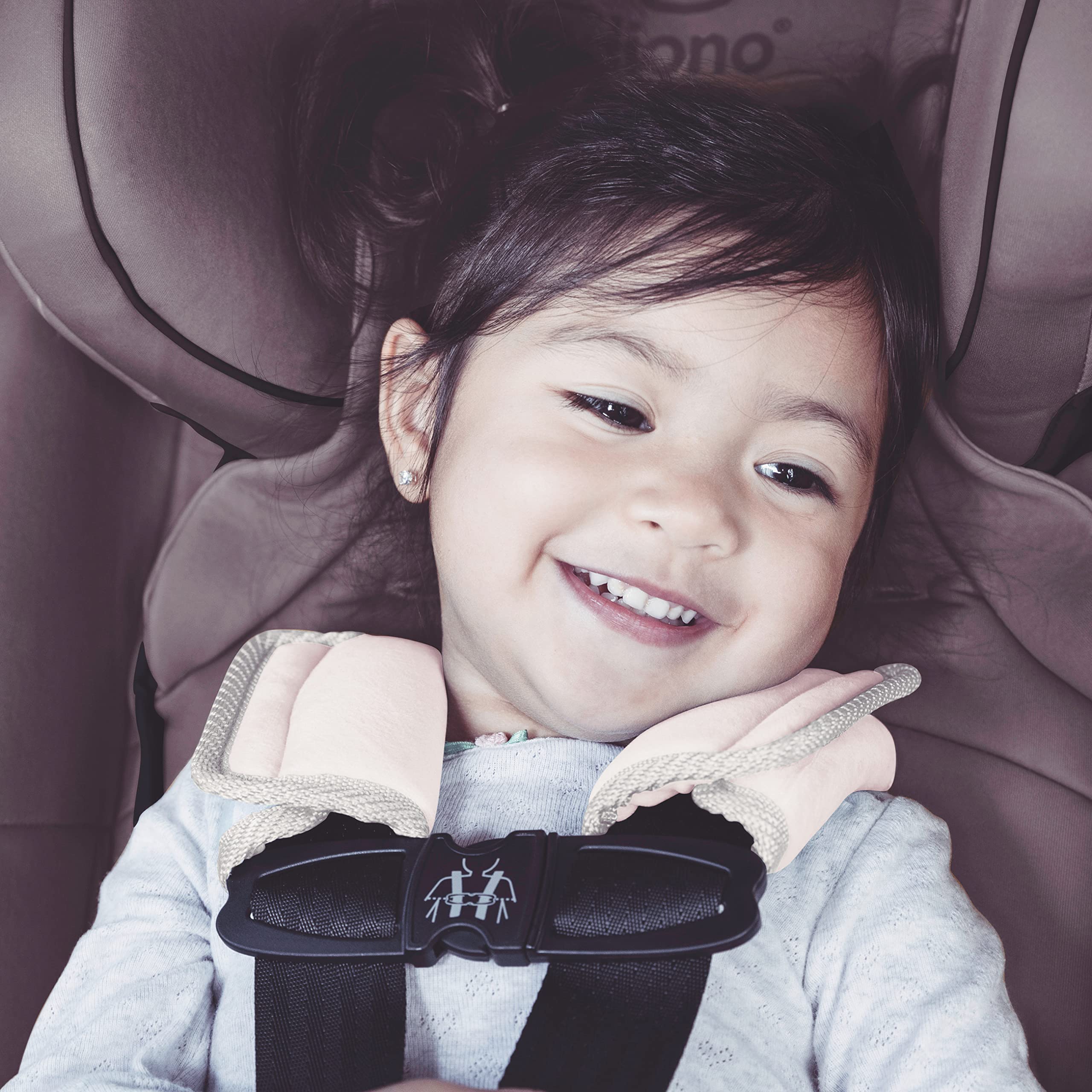 Diono Soft Wraps Car Seat Straps, Shoulder Pads for Baby, Infant, Toddler, 2 Pack Reversible Soft Seat Belt Cushion and Stroller Harness Covers Helps Prevent Strap Irritation, Pink