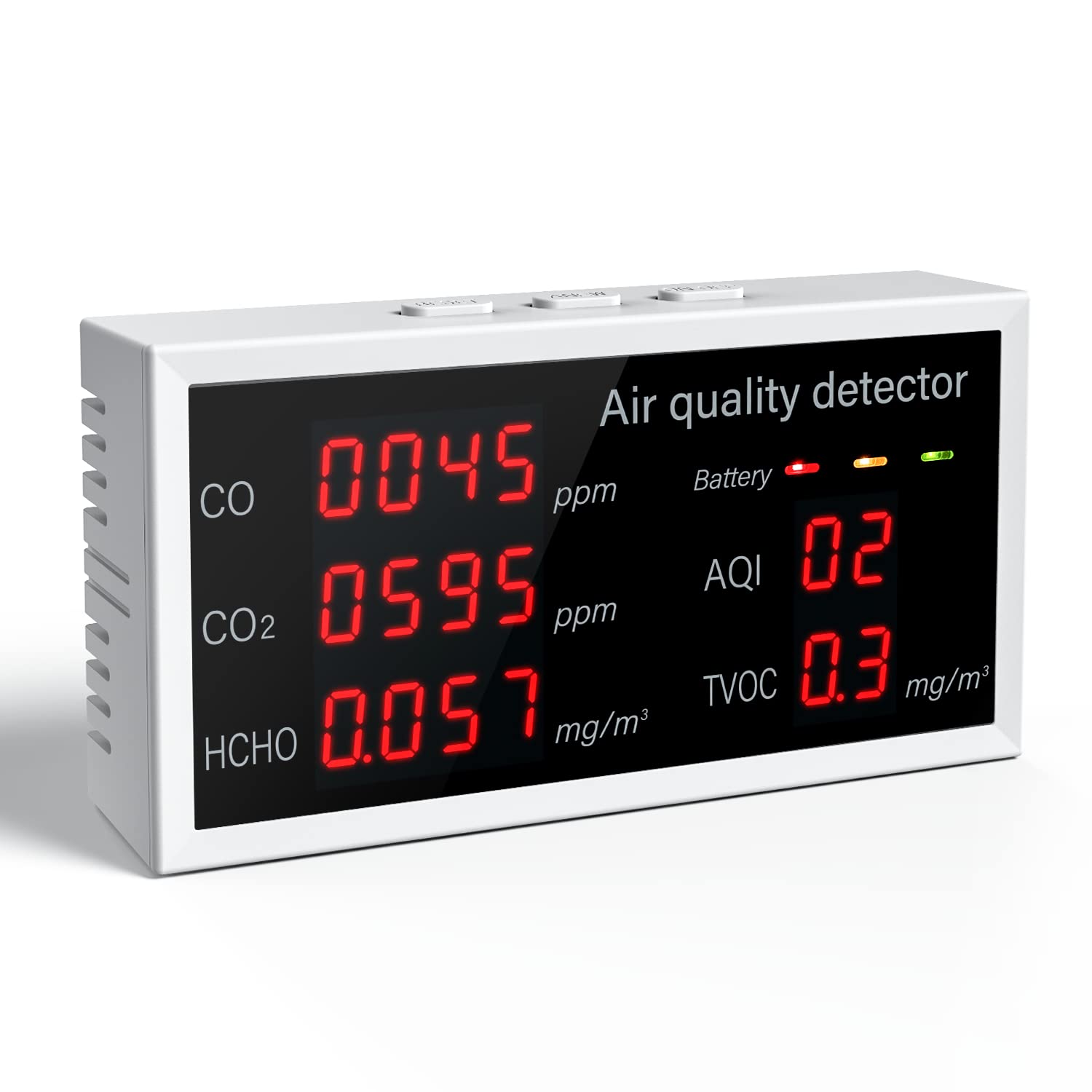 Air Quality Monitor, Aiment 5 in 1 Multifunctional CO2 Detector Carbon Dioxide Monitor Accurate Tester Air Quality Detector Air Analyzer for CO2 Formaldehyde(HCHO) TVOC/AQI for Indoor Home Office