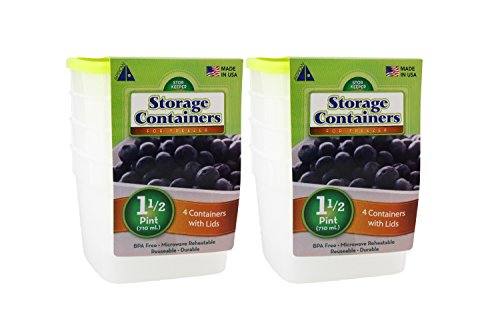 Arrow Plastic Stor-Keeper Freezer Storage Containers - 1.5 Pint Set Of 8 Containers