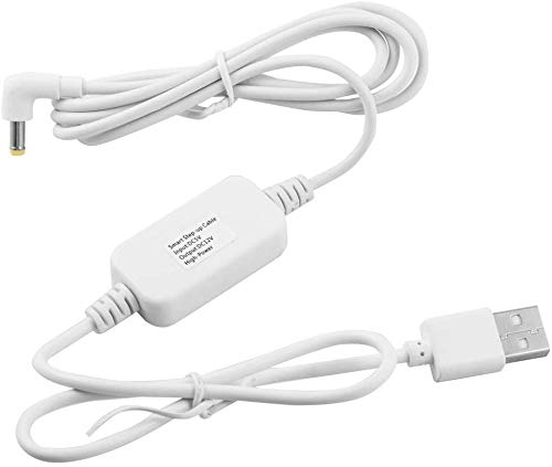 USB 5V to DC 12V Power Cable, Compatible with Amazon Echo Spot and Echo Dot 3rd Generation, USB Voltage Step Up Converter Cable, Power Supply Adapter Cable, DC 5V to DC 12V Cable (White)
