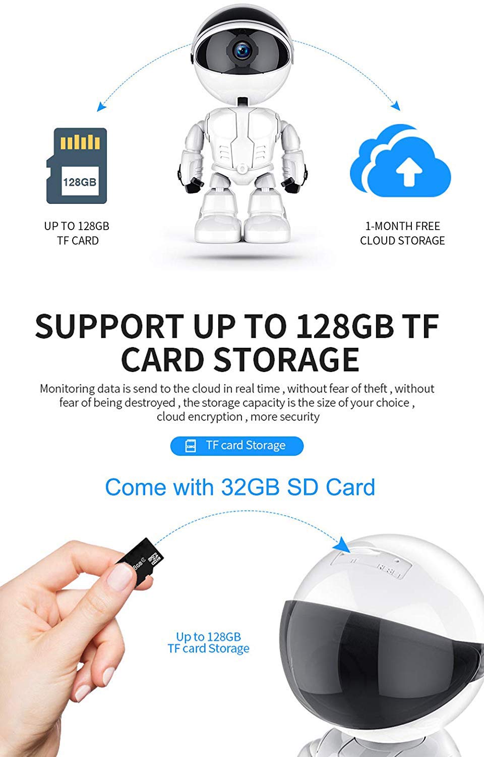 KuWFi Cloud Home Security IP Camera Robot Intelligent Auto Tracking Camera Wireless WiFi Baby Video Monitor Surveillance Camera 1080P