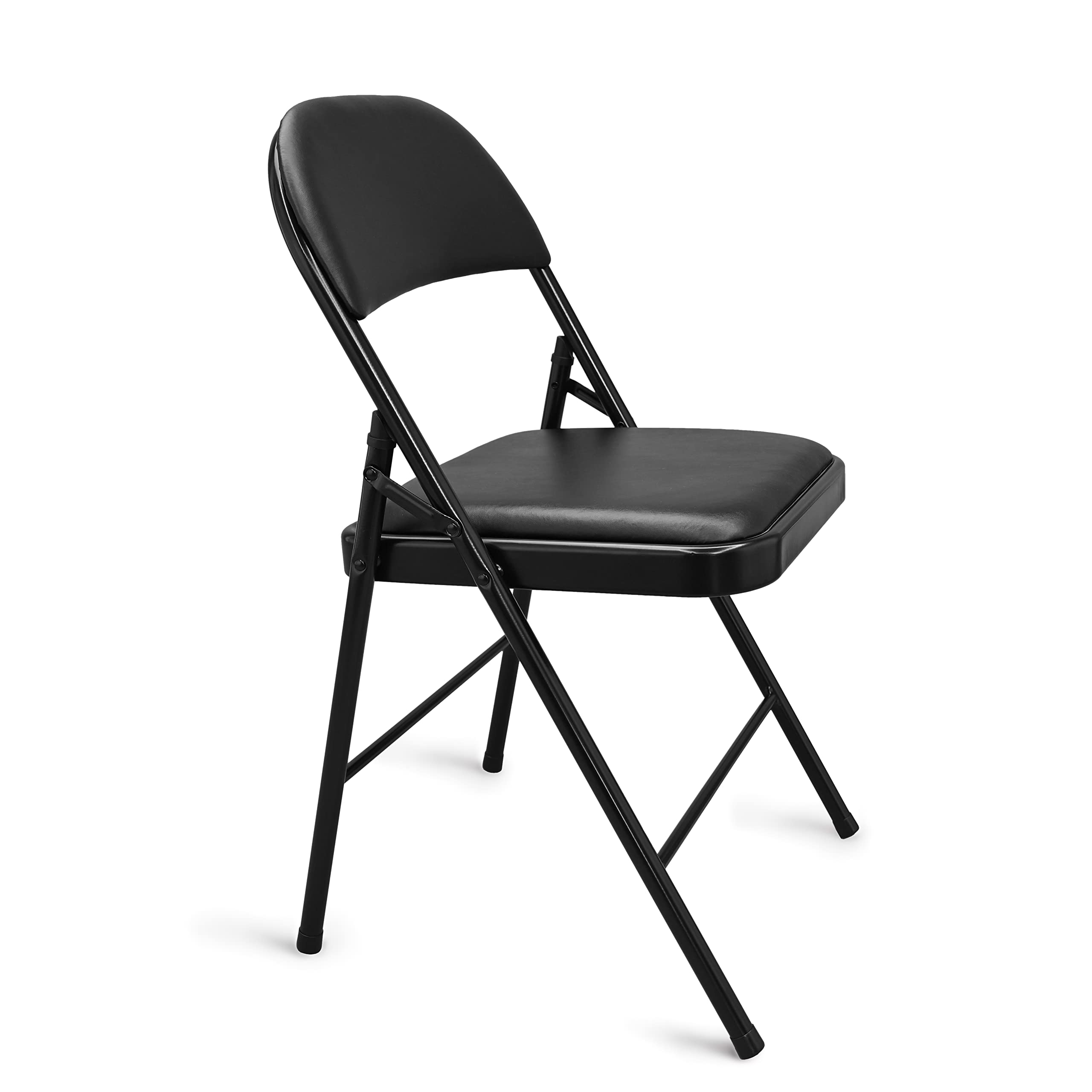 Amazon Basics Vinyl-Padded Metal Steel Folding, Black, 4-Pack Chair