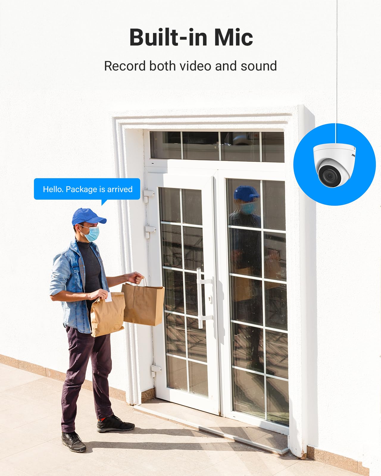 ANNKE 16CH PoE Security Camera System, 8X 3K/5MP Wired Turret IP Cameras with Built-in Microphone, 2.8mm Lens, IP67, 12MP NVR Recorder with 4TB HDD, AI Motion Detection, Compatible with Alexa