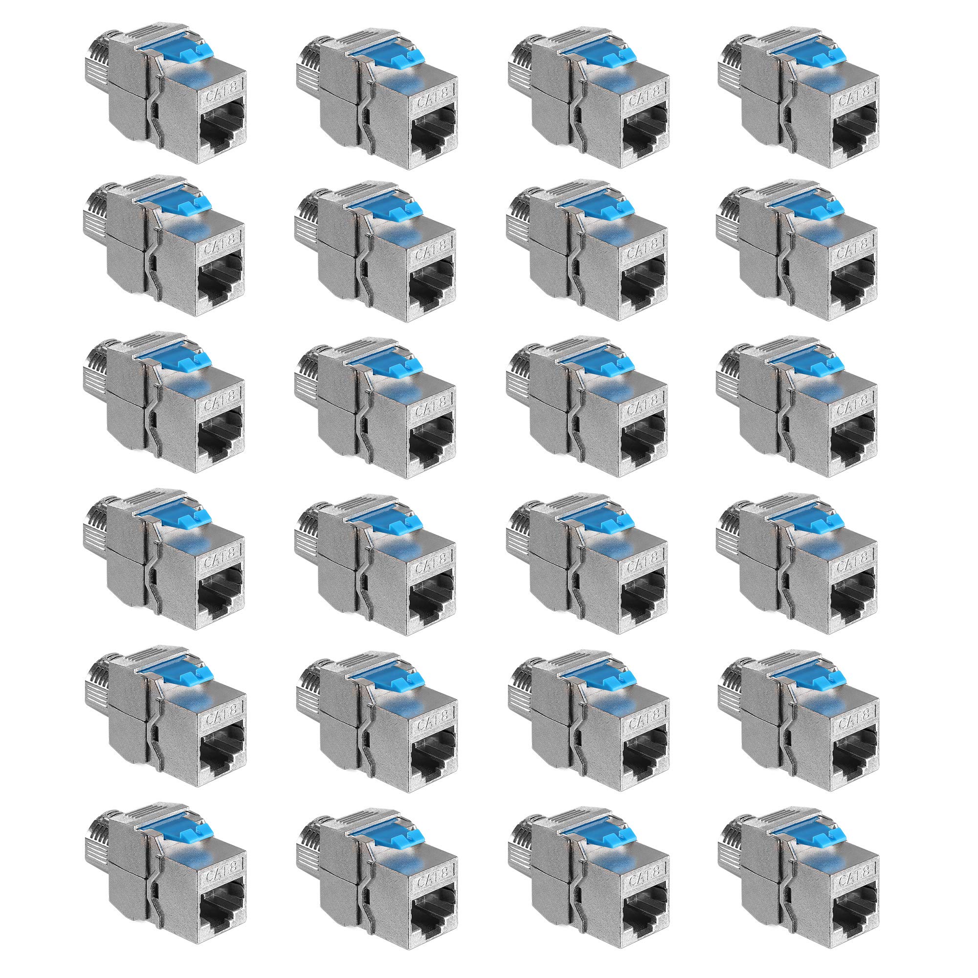 kwmobile Keystone Module Jacks - 24 Piece CAT-8 Shielded Keystone Jack RJ45 Cat 8 Ethernet Module 40 Gbit with Shielded Metal Housing