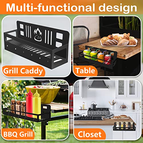 Black Griddle Caddy BBQ Caddy Designed for Blackstone Griddle Space-saving Grill Accessories Tool Free Holder Griddle Accessories for Outdoor Grill Metal