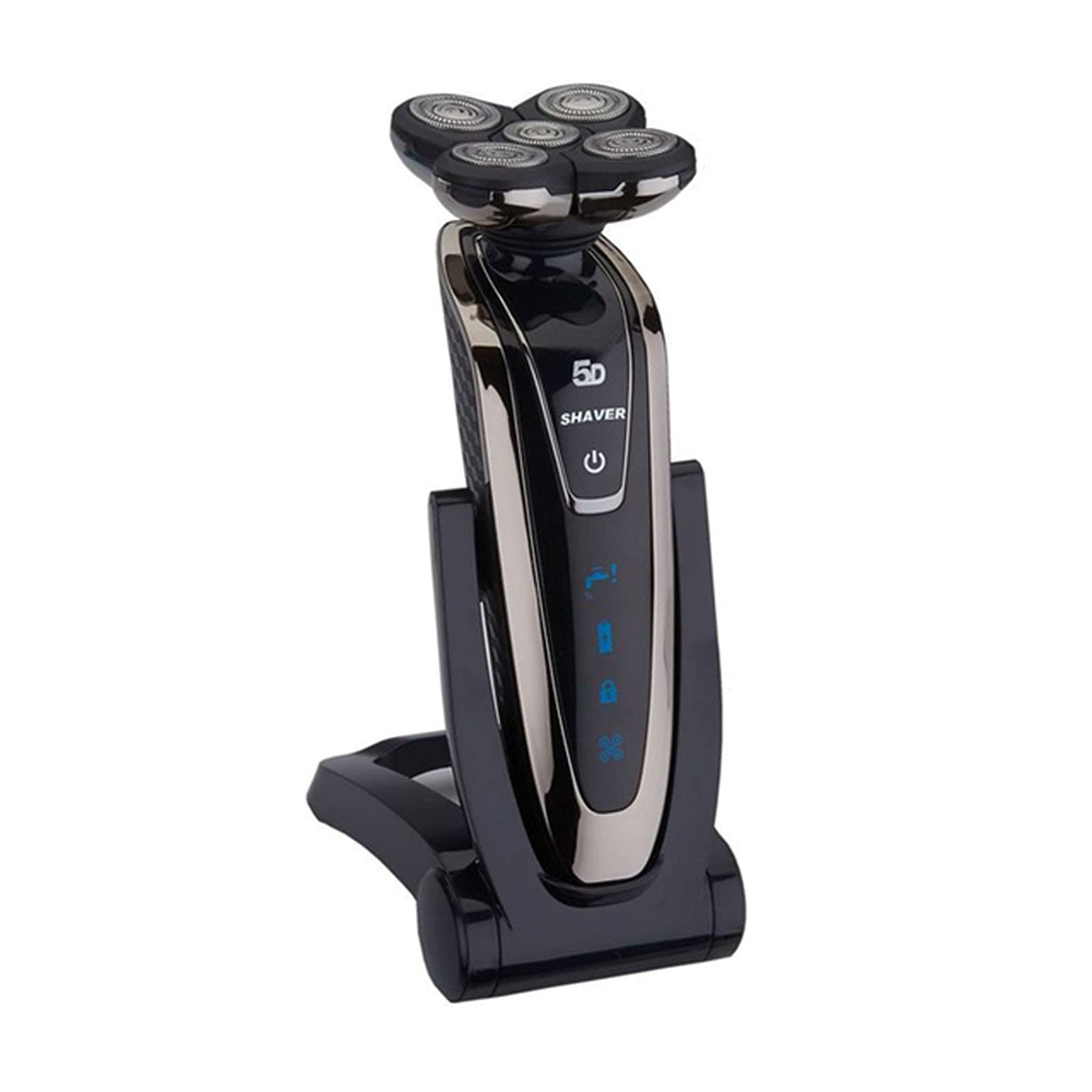LinMei Electric Shaver 5D Rotary Razor with Pop-up Trimmer LED Display Mens Bald Head Shavers Electric Cordless Rechargeable Mens Shavers Electric Wet and Dry IPX7 Waterproof (Silver)