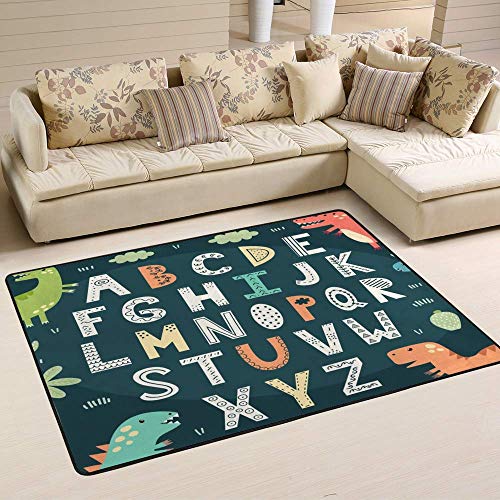 Generic Soft Rug Large Area Rugs, Dinosaur Funny Letters Comfortable Indoor Carpet, Baby Play Mat for Living Room Bedroom Nursery Home Decor Floor Mat 72 X 48 Inch…, Multi