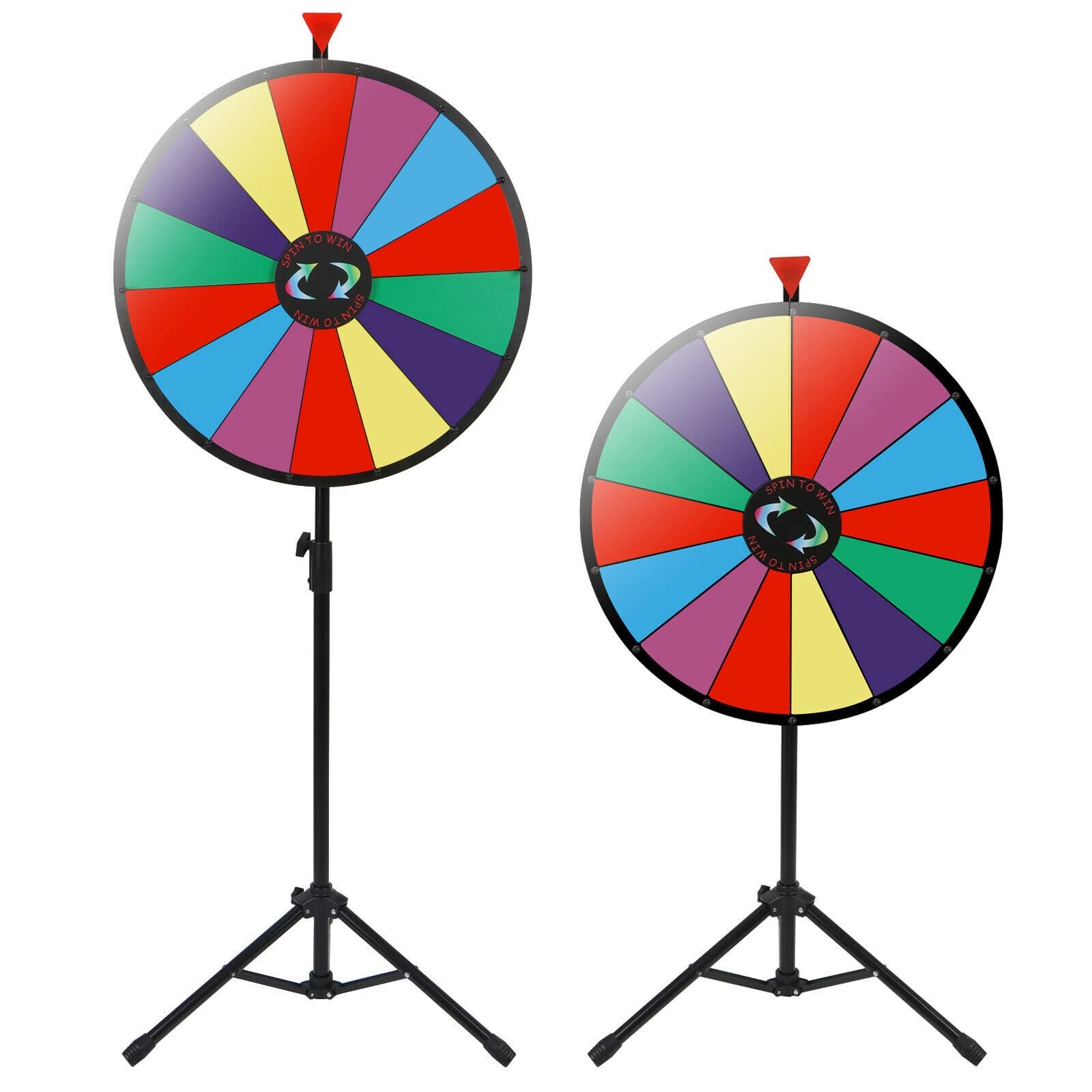 24" Prize Wheel Fortune w Folding Tripod Floor Stand Carnival Spinnig Game Color