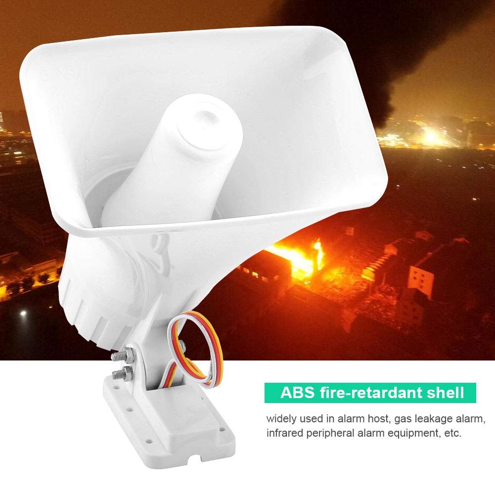DC 12V Wired Alarm Siren Horn, 150dB Electronic Alarm Dual Tone Horn Siren Indoor/Outdoor Security Siren for Home Security System - White