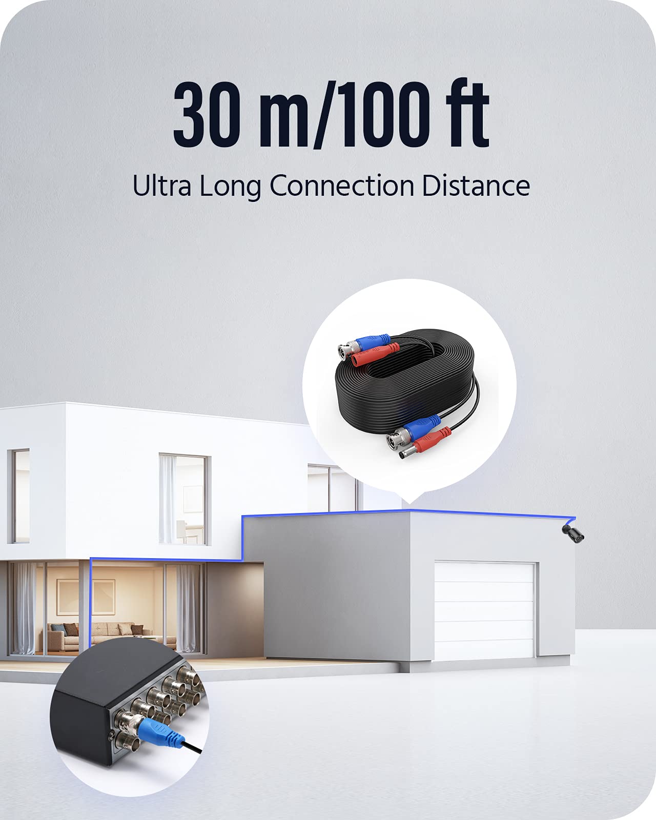 ANNKE 2 Pack 100 Feet BNC Video Power Extension Cable, Pre-Made All-in-One Security Camera Wire Cord for Surveillance CCTV System with Free Connectors (1 x BNC to BNC Female and 1 x BNC to RCA)