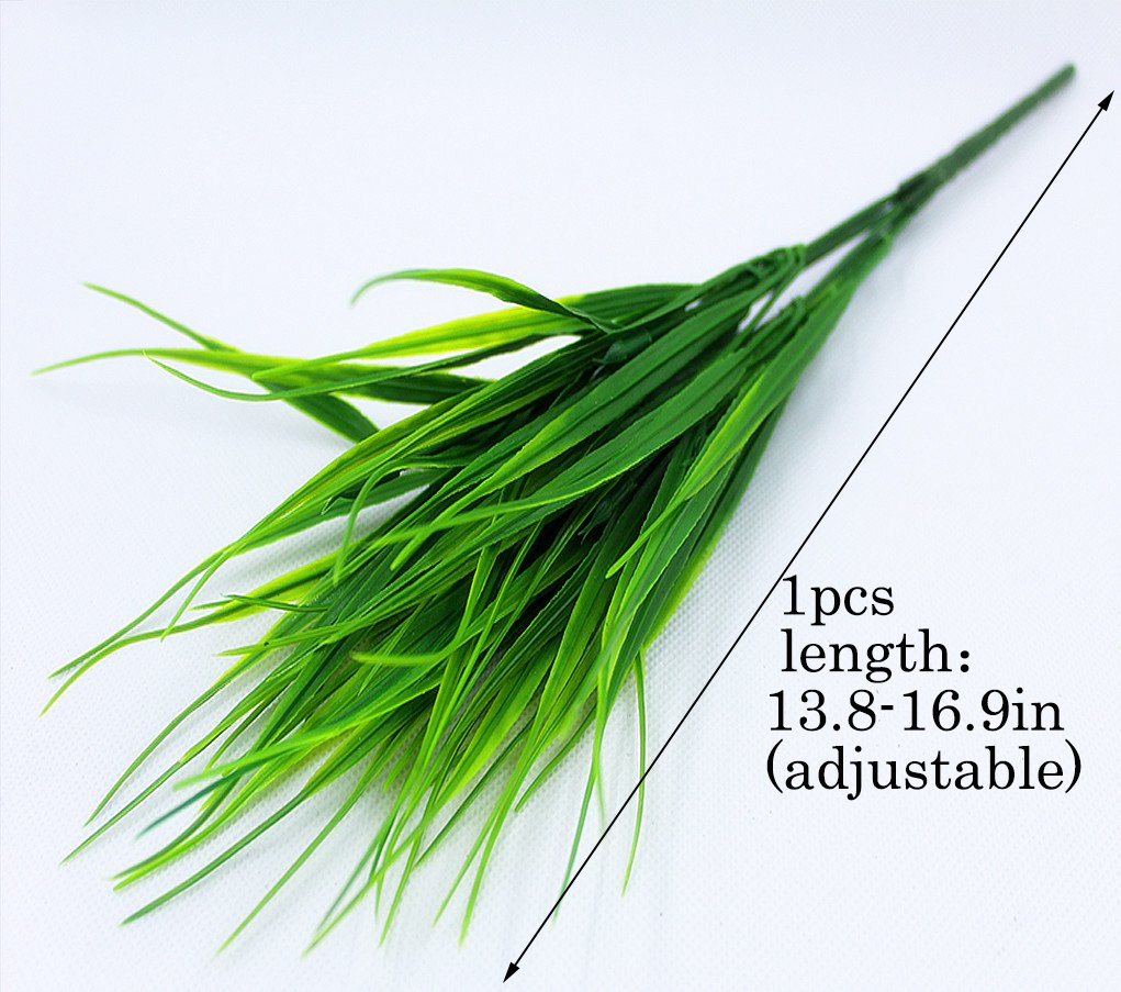 8 Pcs Artificial Outdoor Plants, Fake Plastic Greenery Shrubs Wheat Grass Outdoor Window Box Verandah Hanging Planter Indoor Outside Home Garde