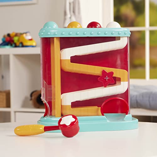 Battat – Pound & Roll – Baby Activity Toy Station with 1 Toy Hammer & 4 Balls for Kids 12 Months + (7-Pcs) , Light Blue