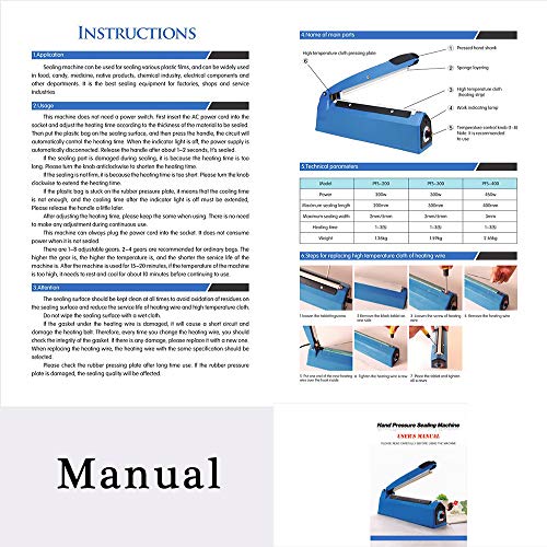 LabZhang 8inch Impulse Bag Sealer,Impulse Heat Sealer,Manual Poly Bag Heat Sealer Heat Seal Closer with Replacement Kit