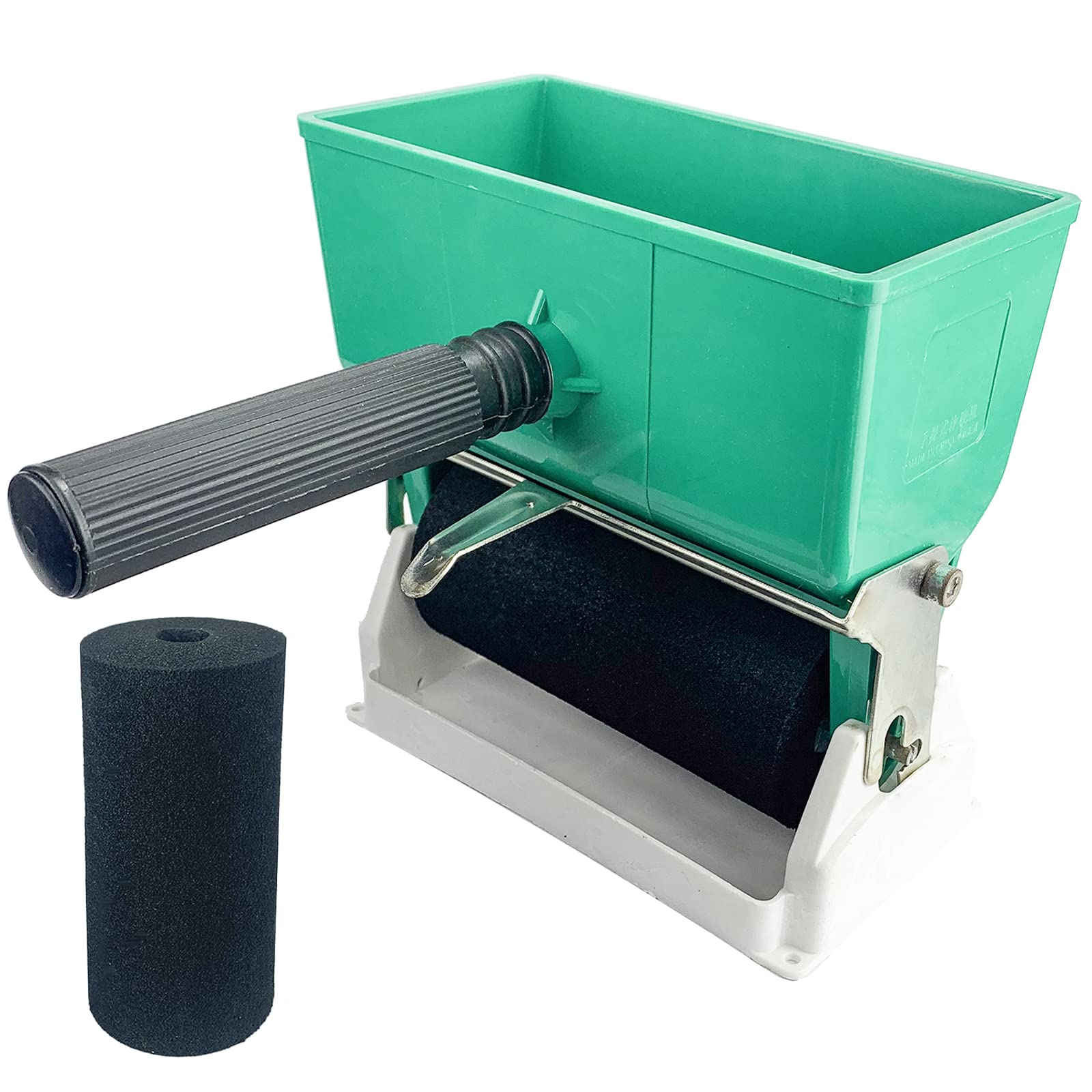 6 Inch Portable Glue Applicator Roller with Paint Bucket Handheld Manual Adhesive Glue Spreader with 2 Foam Wheels for Carpenter Woodworking, 10.5oz(320ml)