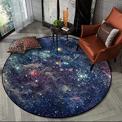 Galaxy Round Rugs, Universe Space Nebula Stars Starry Carpet Large Floor Mat for Living Room, Study, Kids Bedroom (Galaxy, 2.6 ft Diameter)
