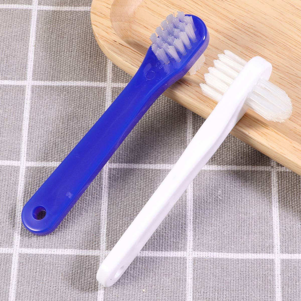 Brush False Cleaning Tool Double Sided Toothbrush Cleaning Brush 2pcs (White+Blue)