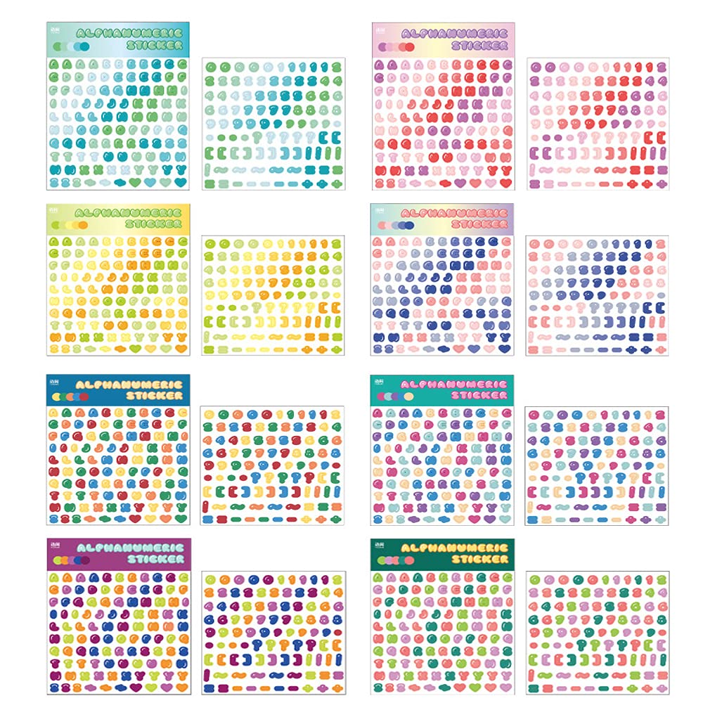Affoto 16 Sheets Cute Letter Stickers Colorful Alphabet Letter and Number Stickers A-Z Letter Self Adhesive DIY Stickers for Arts Crafts Cards Scrapbook Home Decoration Supplies