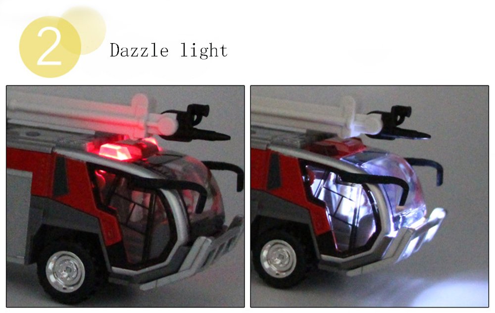 Ailejia Airport Fire Trucks Toy for Boys Fire Engine Toys Fire Engine Pullback Friction Toy Airport Rescue Diecast Vehicle Model (Yellow)