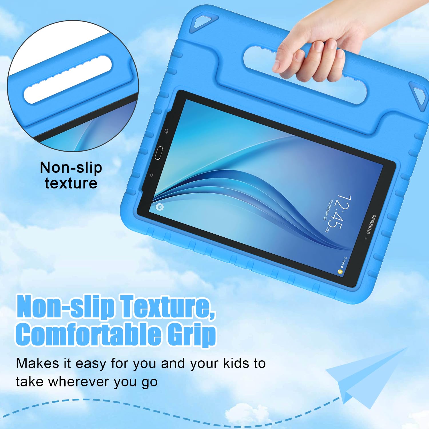 BMOUO Kids Case for Samsung Galaxy Tab E 8.0 inch - EVA Shockproof Case Light Weight Kids Case Super Protection Cover Handle Stand Case for Kids Children for Samsung Galaxy TabE 8-inch Tablet - Blue