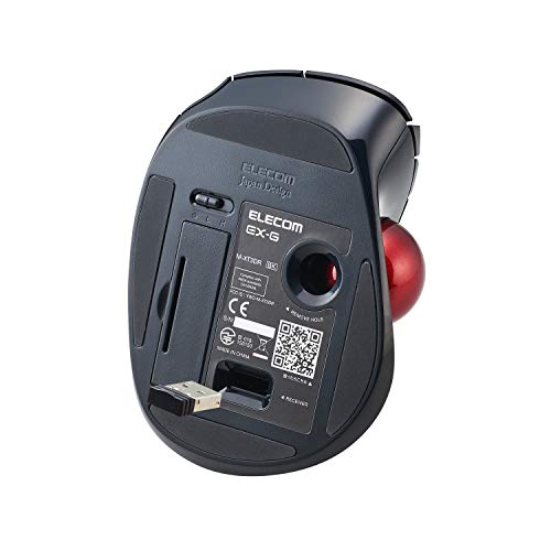 ELECOM EX-G Trackball Mouse, 2.4GHz USB Wireless, Ergonomic Design, Thumb Control, Smooth Precise Tracking Roller Ball, 6 Programmable Buttons, Tilt Scroll, Computer Mice for Laptop PC, Windows & Mac