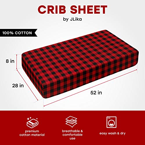 Crib Sheets for boy Girl - 100% Cotton Fitted Crib Sheet Set - Perfect for Baby Boys, Fits Standard Toddler Mattress (Buffalo Plaid)