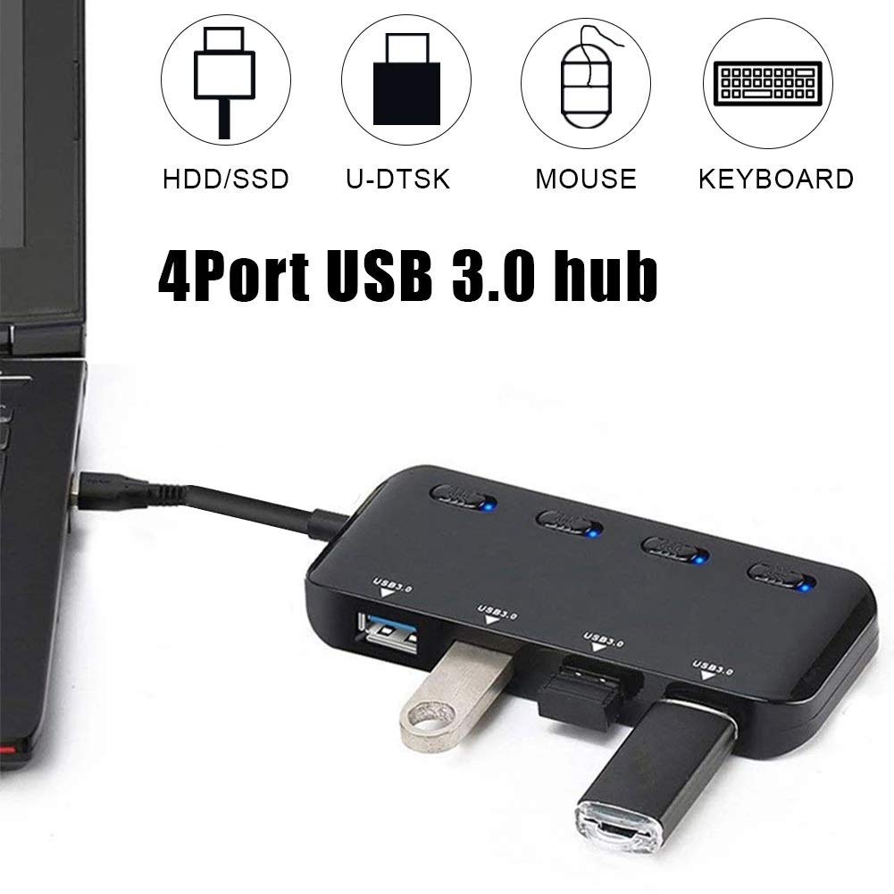 SHYPT USB3.0 Hub,4 Port High Speed Splitter Micro USB Hub Tablet Laptop Computer Notebook