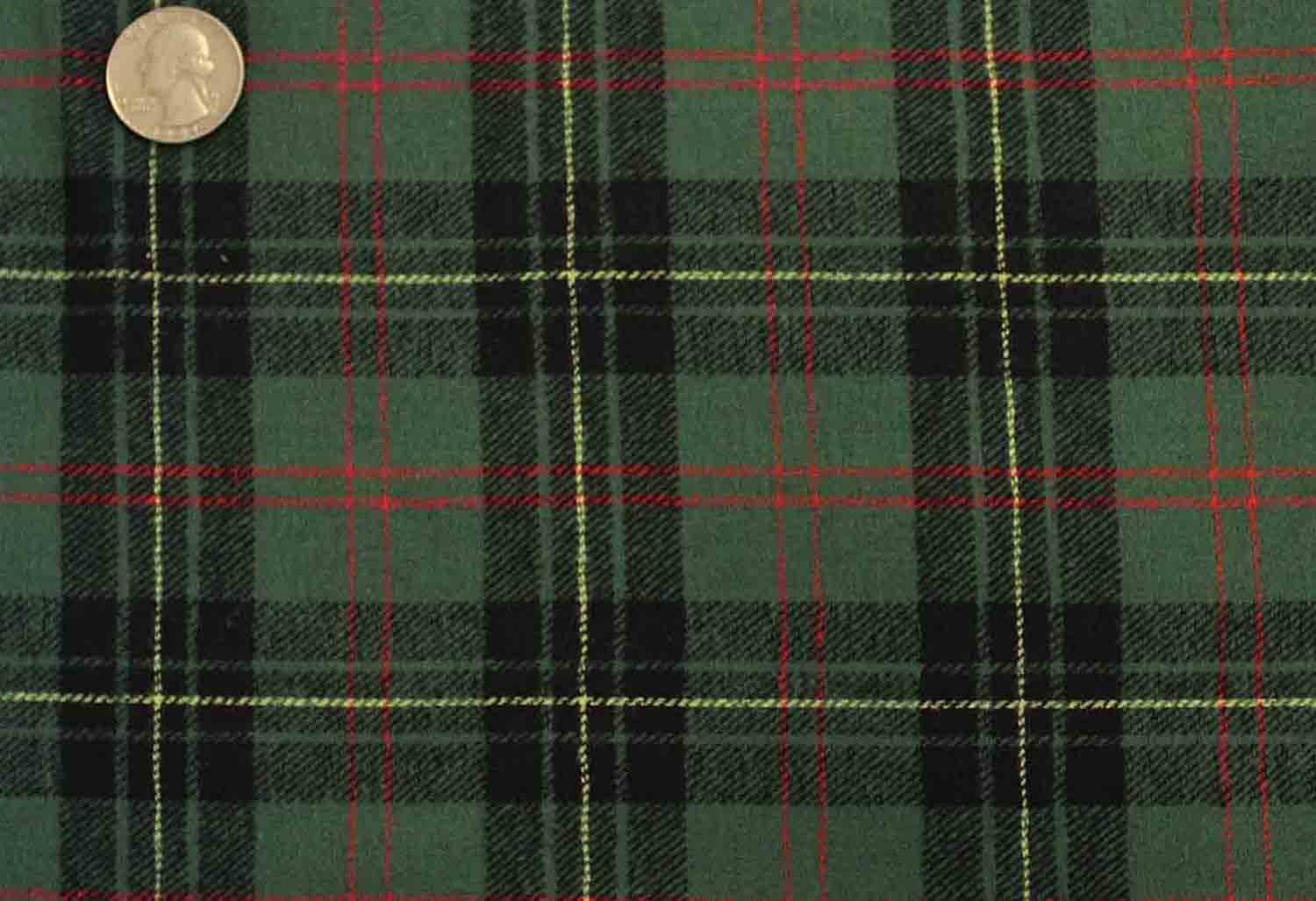 Richlin Fabrics 3 Yard Pack, 56" Yarn Dyed Flannel Plaid, Green, 100% Cotton