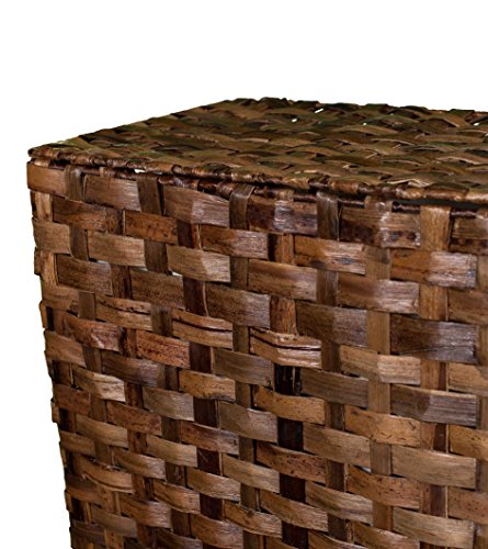 BIRDROCK HOME Abaca Divided Flat Weave Laundry Hamper with Bags - Hand Woven Clothes Basket - Sorter Hampers - Espresso