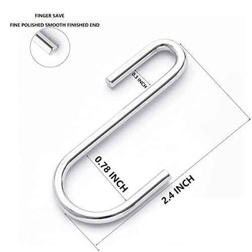 Aecllcea 30 Pack Heavy Duty S Hooks for Hanging Kitchen Utensils, Jeans, Plants, Pots and Pans,Professional S Shaped Hooks for Closet, Wire Shelving, Garage, Garden,Camping