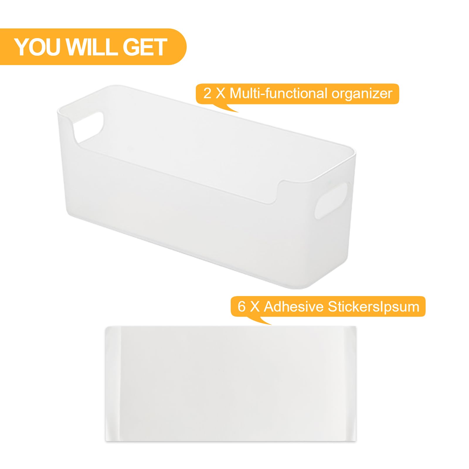 2 Pcs Kitchen Cabinet Door Organizer, Adhesive Mount Inside Cabinet Door Storage, Under Sink Door Storage Shelf for Kitchen, Bathroom, Office, Garage, Craft Room (Transparent)