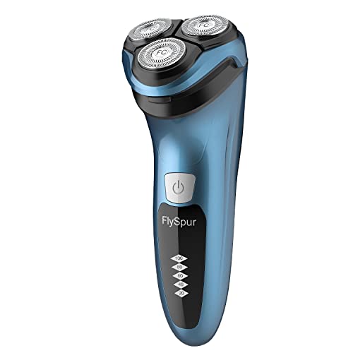 Electric Razor for Men,FlySpur Shaver Rotary Cordless Beard Pop-trimmer Wet Dry Shaver IPX7 100% Waterproof with Time Display
