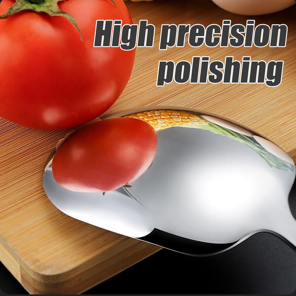 2 Pcs Large Stainless Steel Soup Spoons,Silver Square Head Design Serving Spoons Dumplings Ramen Ice Cream Dessert Long Handle Big Soup Spoon For Restaurant Tableware Kitchen Gadgets Cooking Utensils