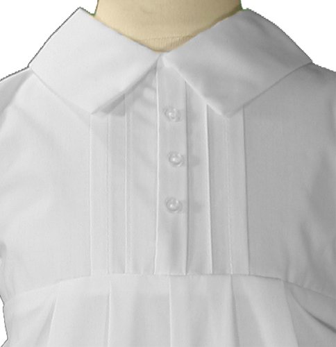 Little Things Mean A Lot Boys Polycotton Christening Baptism Romper with Pin Tucking and Hat (Newborn (Birth-7 lbs)) White