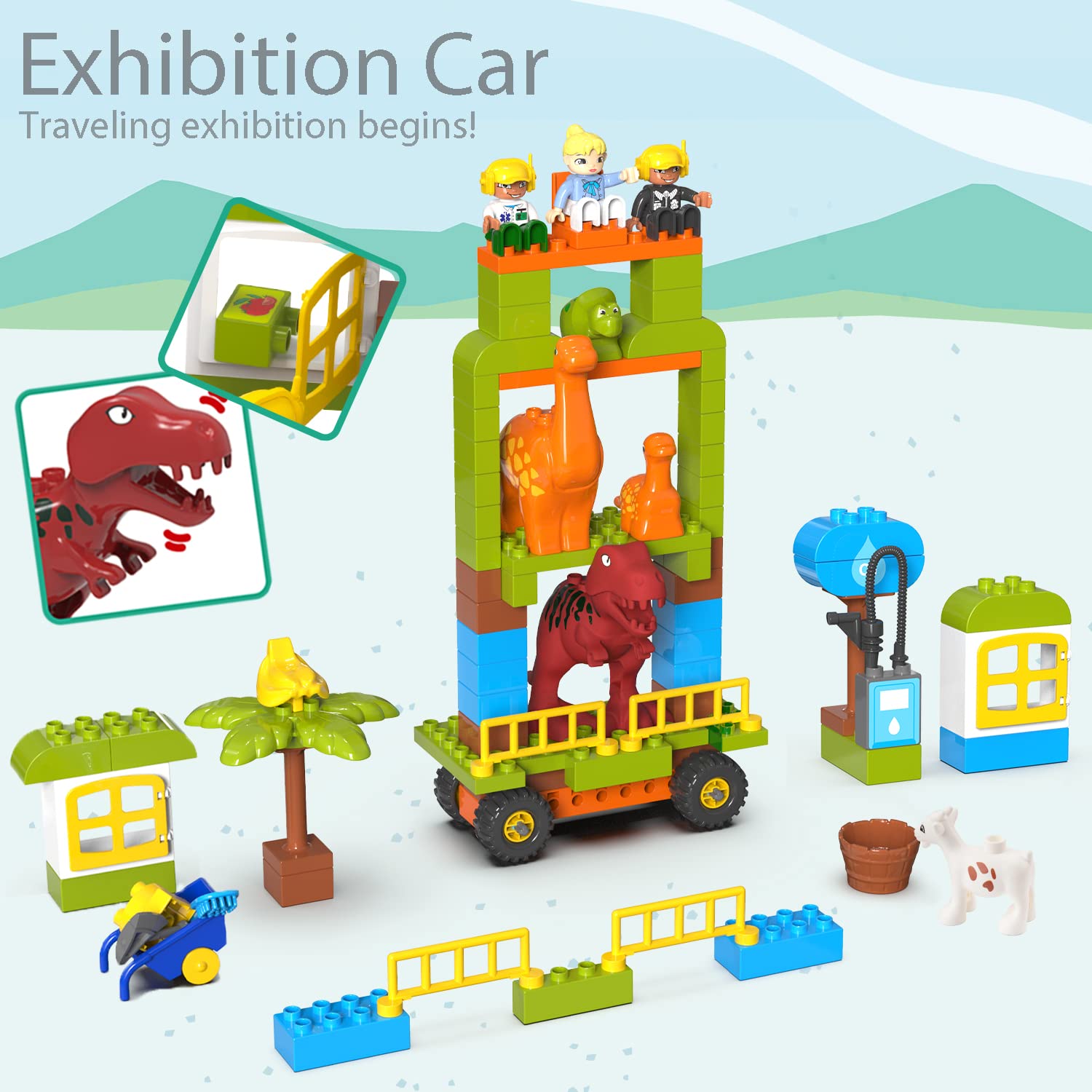 Anpcso Kids Toys for 2 3 4 5 6 7+ Year Old Boys Toddlers Classic Brick Set, Dinosaurs, Car, Figures, Build, Learn and Play, Educational Interactive Creative DIY Toy Compatible with All Major Brands